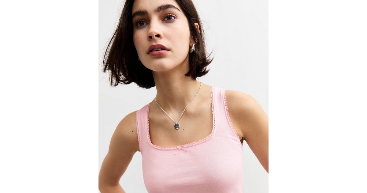 Pink Square Neck Vest | New Look