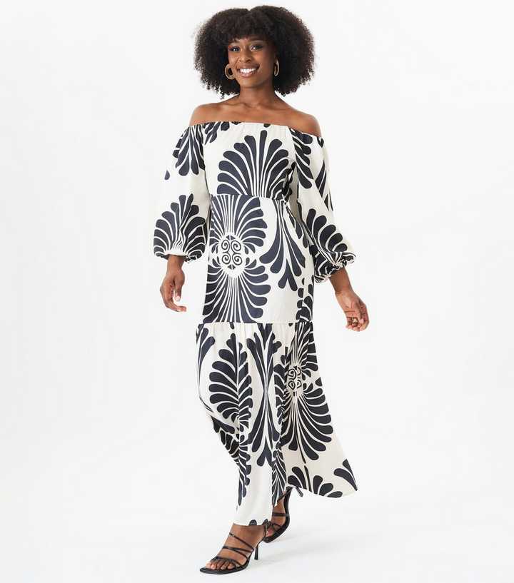 Gini London Black Printed Tiered Maxi Dress | New Look