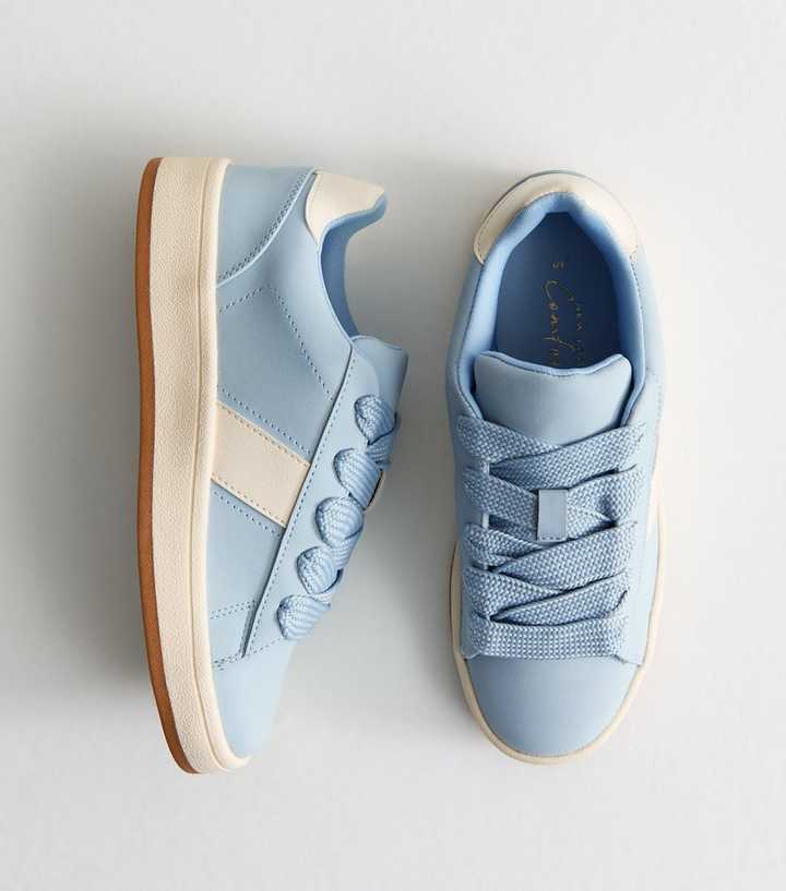 Light Blue Faux Suede Chunky Sole Trainers | New Look