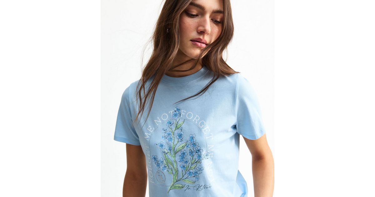 Blue Forget Me Not Print T-Shirt | New Look