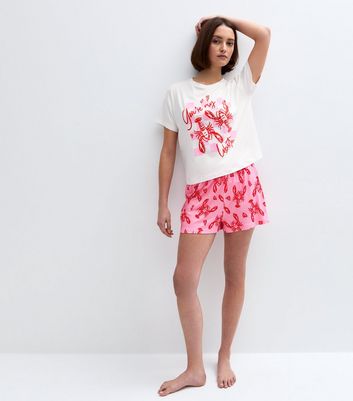 White 'You're My Lobster' Print Shorts Pyjamas | New Look