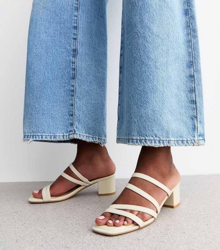 Off White Faux Leather Block Heel Mule Sandals | New Look
