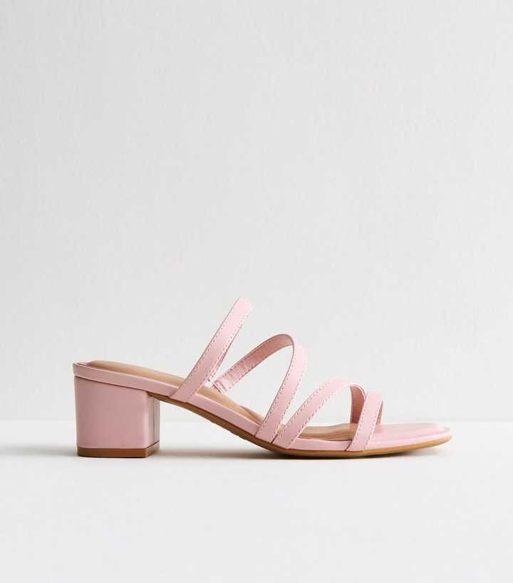 Light Pink Faux Leather Block Heel Mule Sandals | New Look