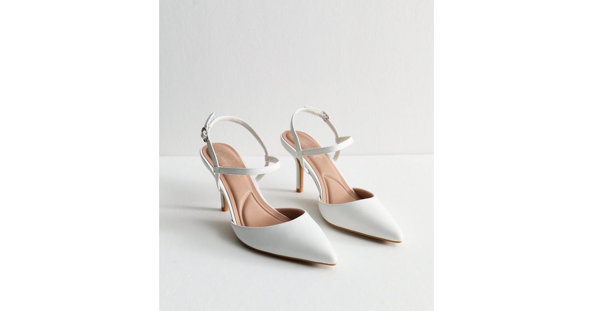 White Faux Leather Pointed Toe Court Shoes | New Look