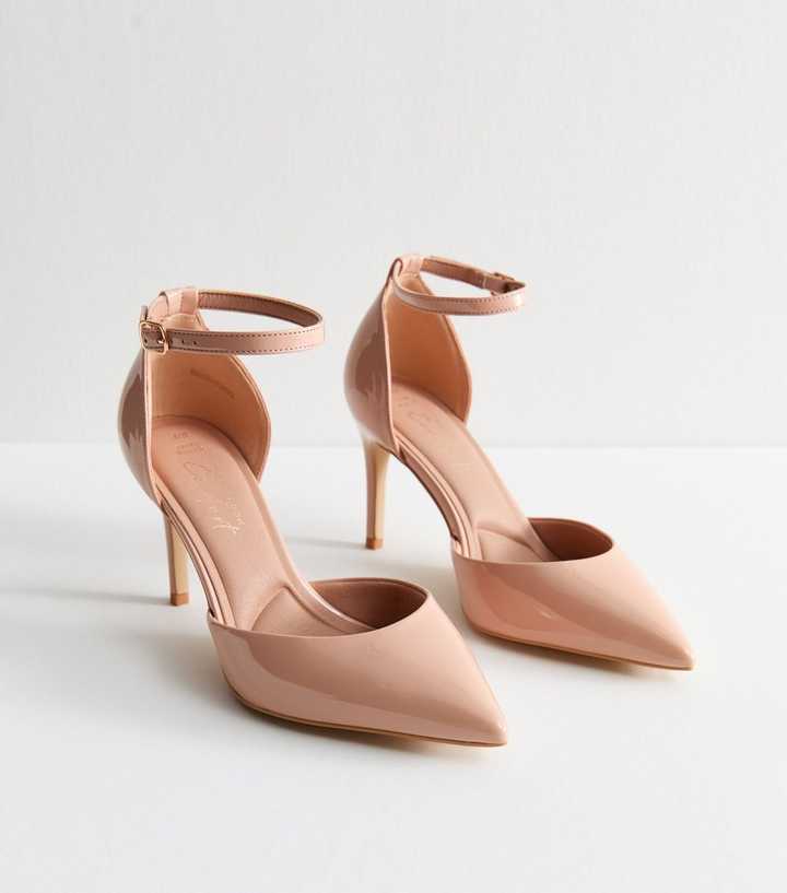 Extra Wide Fit Cream Faux Patent Leather Court Shoes | New Look