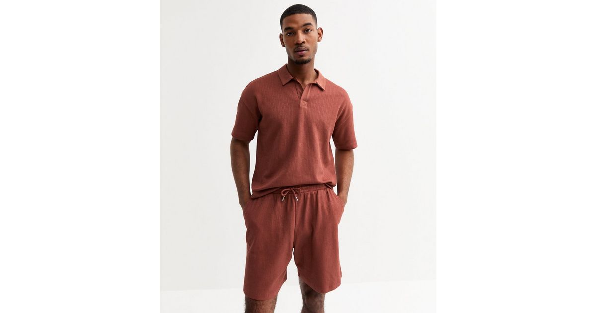 Rust Relaxed Textured Jersey Shorts | New Look