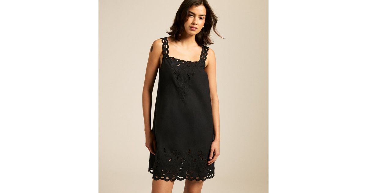 Black Cutwork Embroidered Strappy Mini Dress | New Look