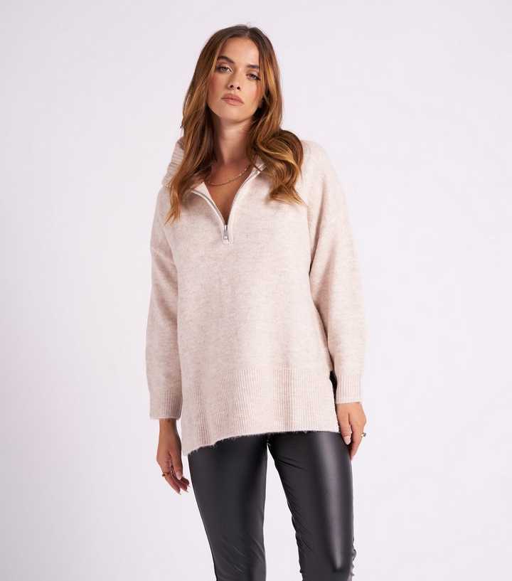 Urban Bliss Cream Knitted Half Zip Jumper | New Look