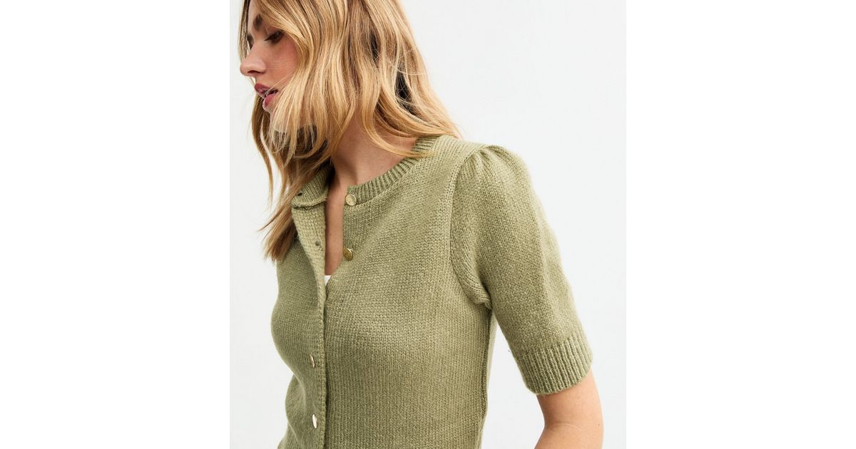 Khaki Half Sleeve Cardigan | New Look
