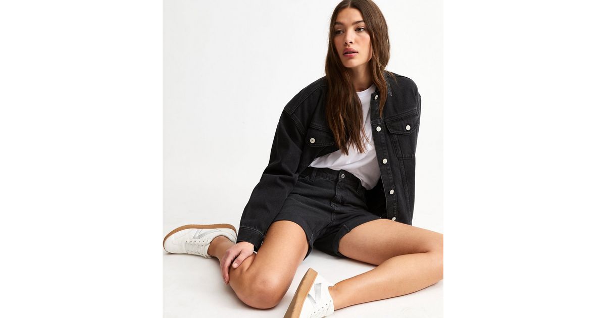 Black Denim Boyfriend Fit Shorts | New Look