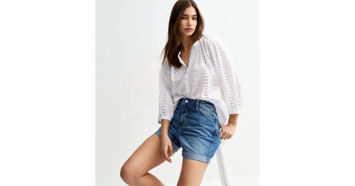 Blue Denim Boyfriend Fit Shorts | New Look