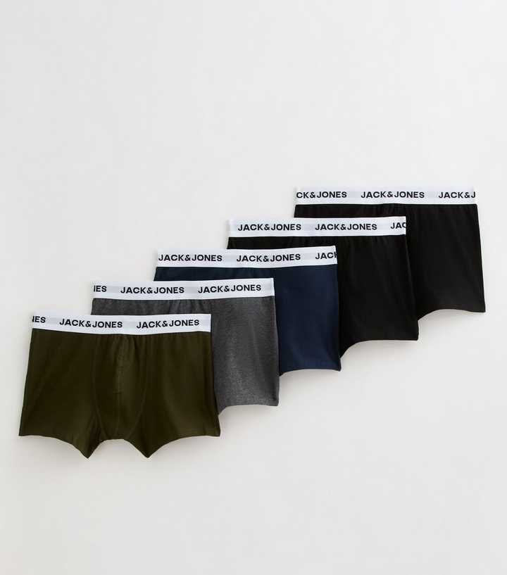 Jack & Jones Dark Green Pack of 5 Boxer Trunks | New Look