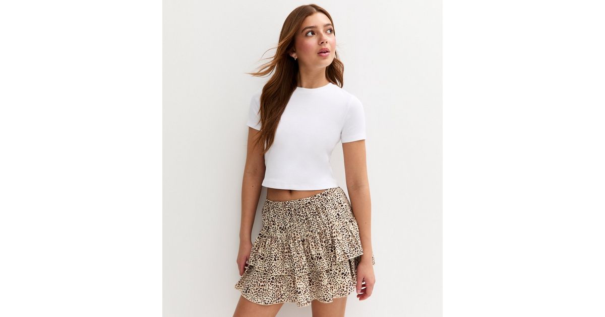 Girls Brown Leopard Print Two Tier Rara Skort | New Look