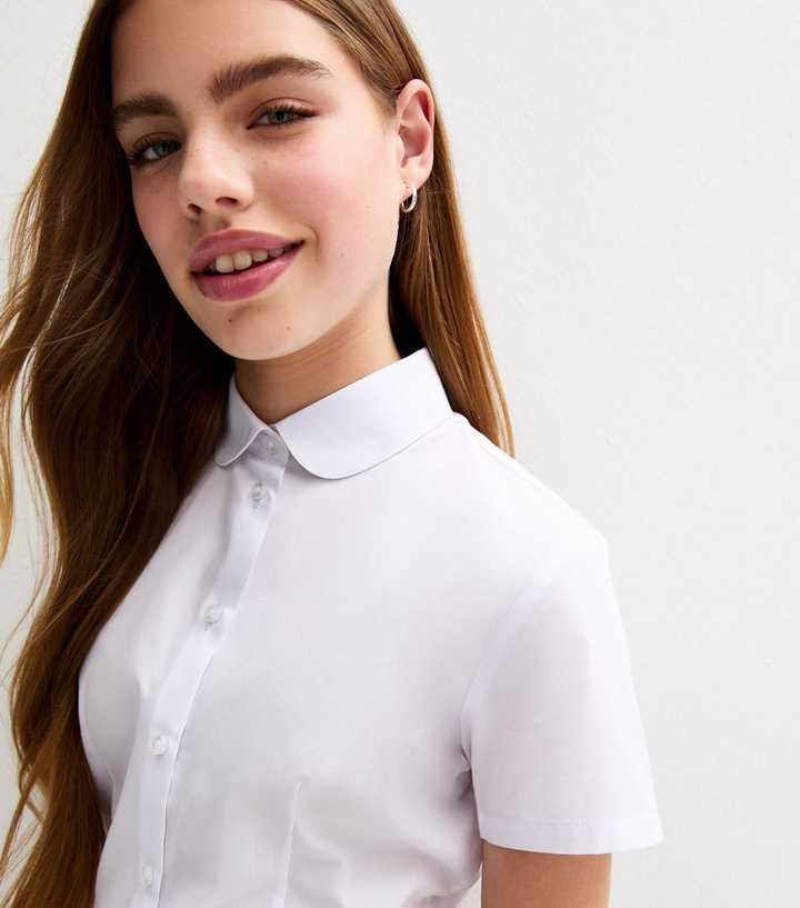 Girls White Round Collar School Shirt | New Look