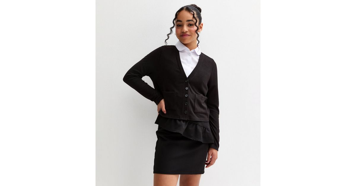 Girls Black Soft Touch School Cardigan | New Look