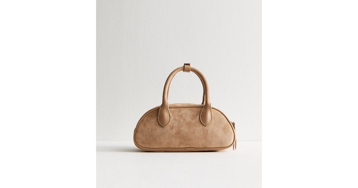 Brown Suedette Bowler Crossbody Bag | New Look