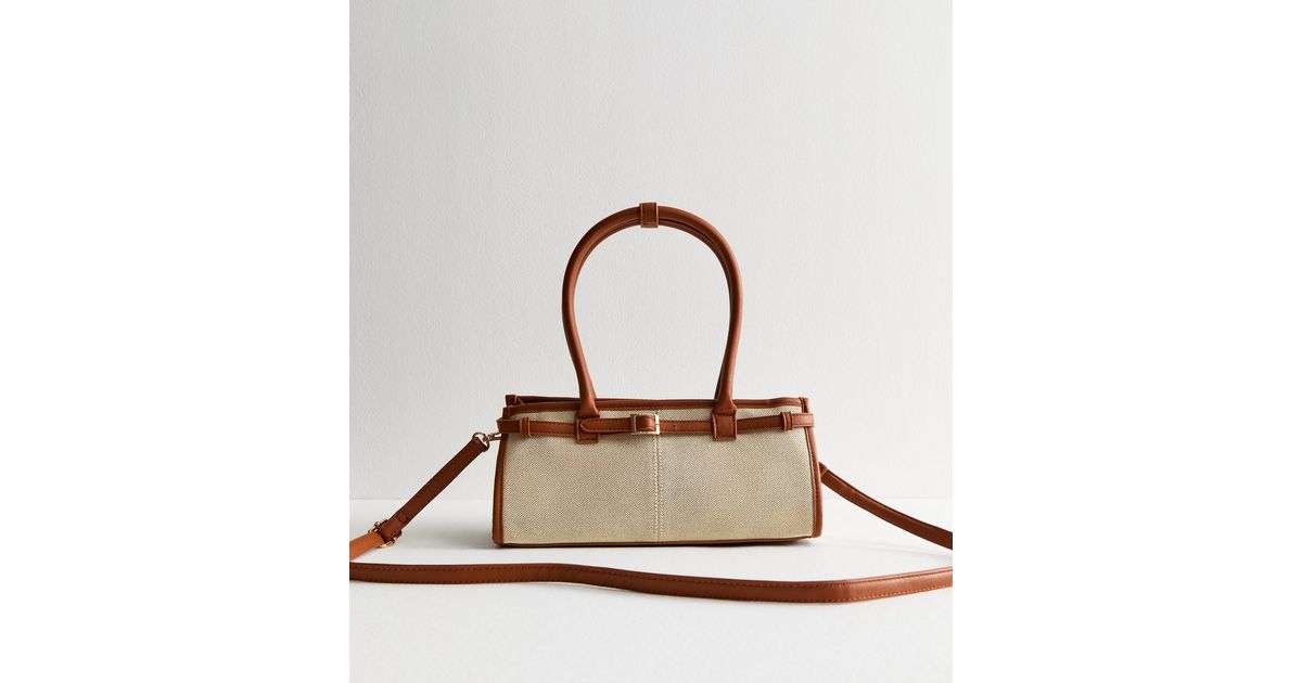 Cream Contrast Trim Canvas Tote Bag | New Look