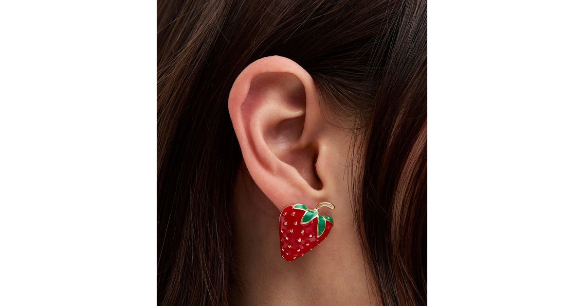 Red Strawberry Stud Earrings | New Look