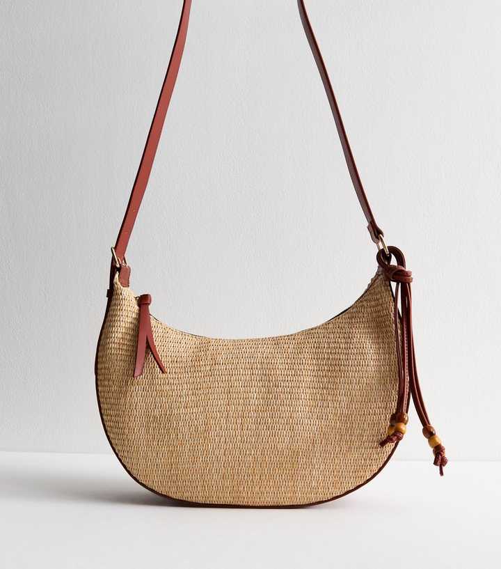 Brown Straw Body Scoop Crossbody Bag | New Look