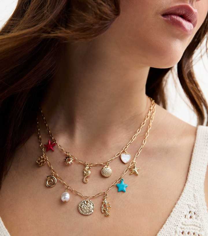 Gold Tone Multi Charm Necklace | New Look