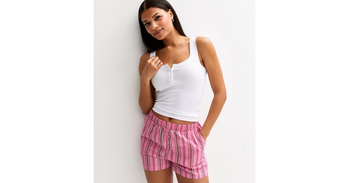 Pink Stripe Print Boxer Pyjama Shorts | New Look