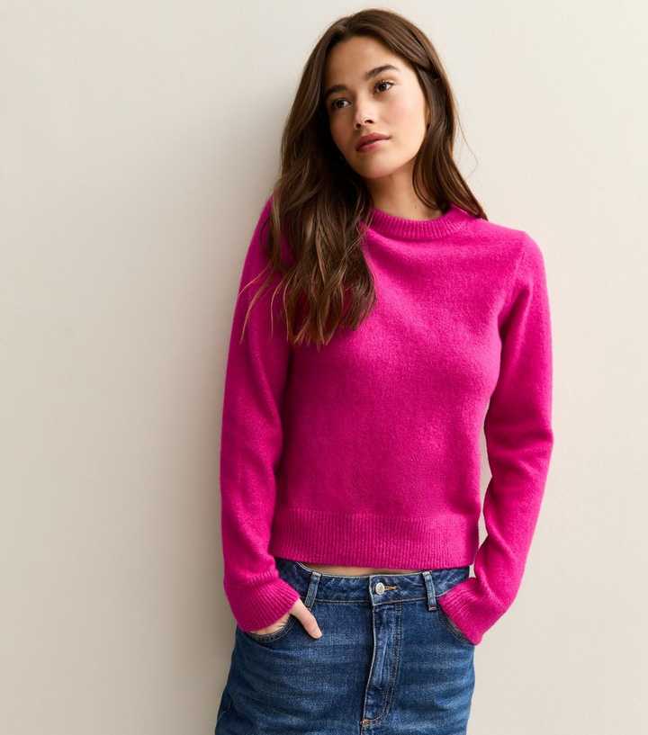 Dark Pink Crew Neck Jumper | New Look