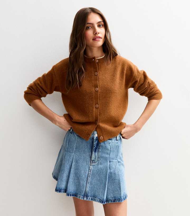 Tan Crew Neck Knit Cardigan | New Look