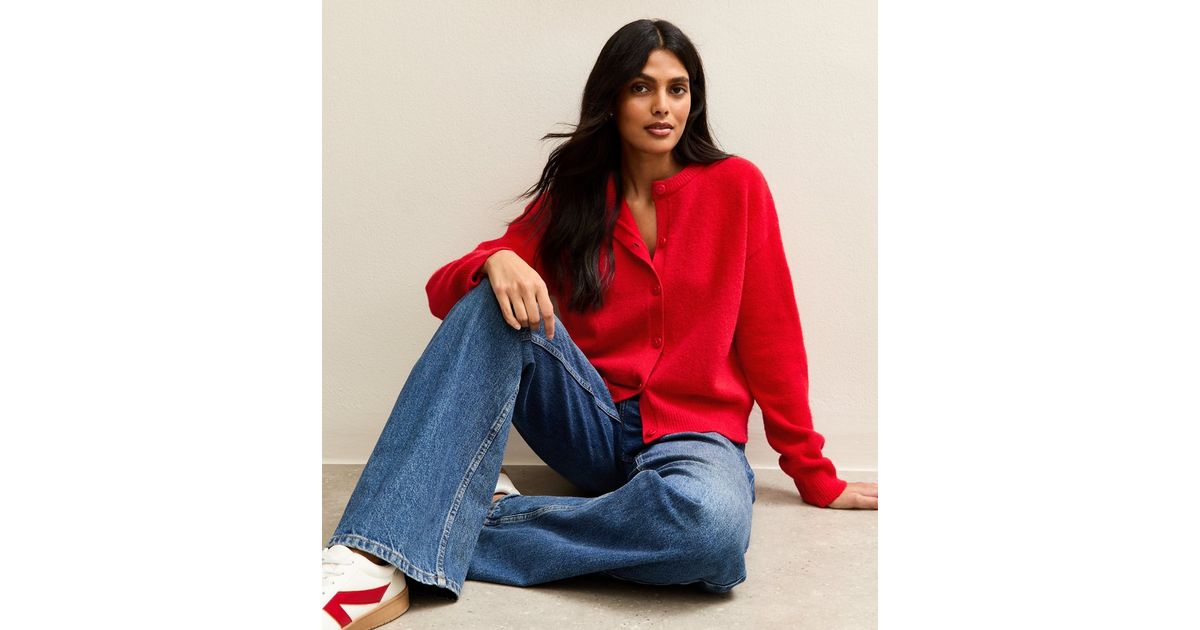 Bright Red Crew Neck Knit Cardigan | New Look