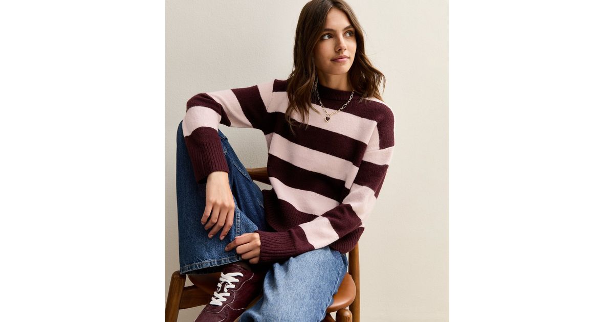 Red Striped Crew Neck Long Sleeve Jumper | New Look