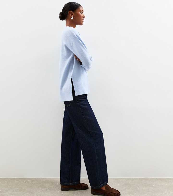 Light Blue Knitted Side Split Jumper | New Look