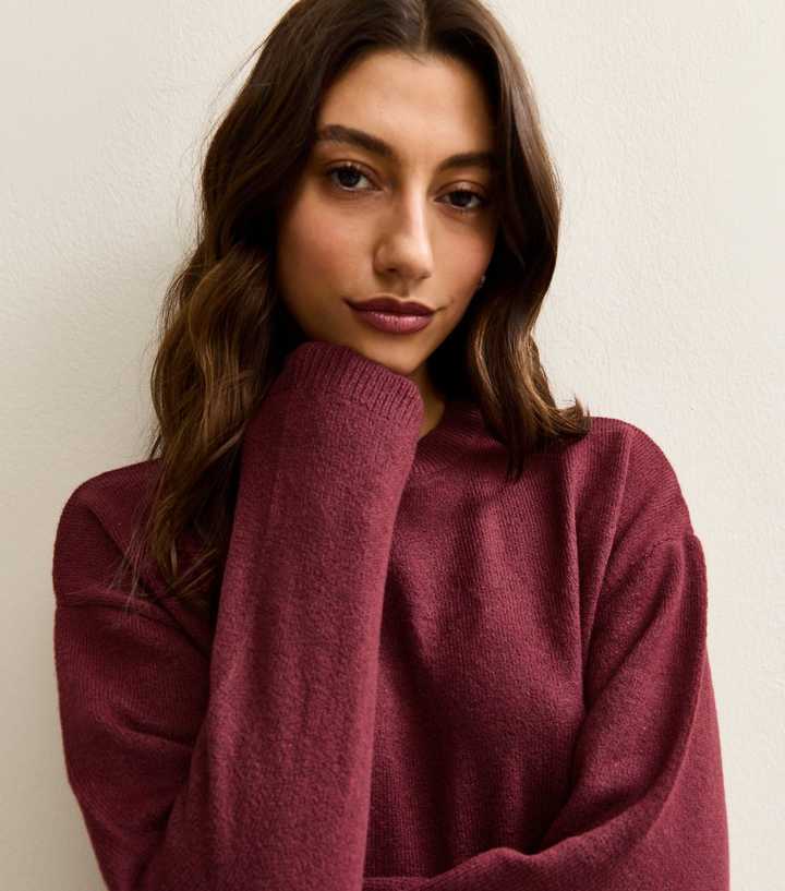 Tall Burgundy Knit Side Split Jumper | New Look