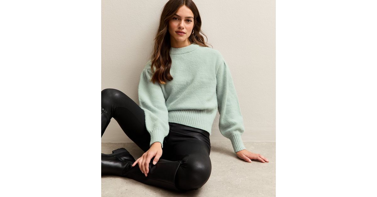 Petite Mint Green Pleated Sleeve Jumper | New Look
