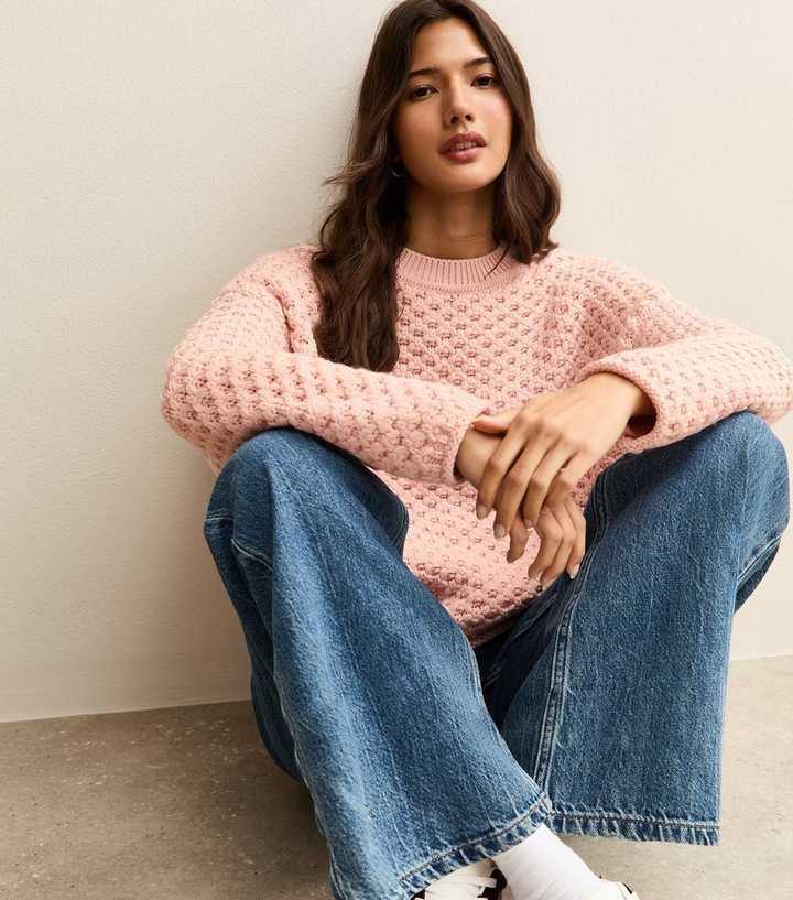 Light Pink Stitch Knit Jumper | New Look