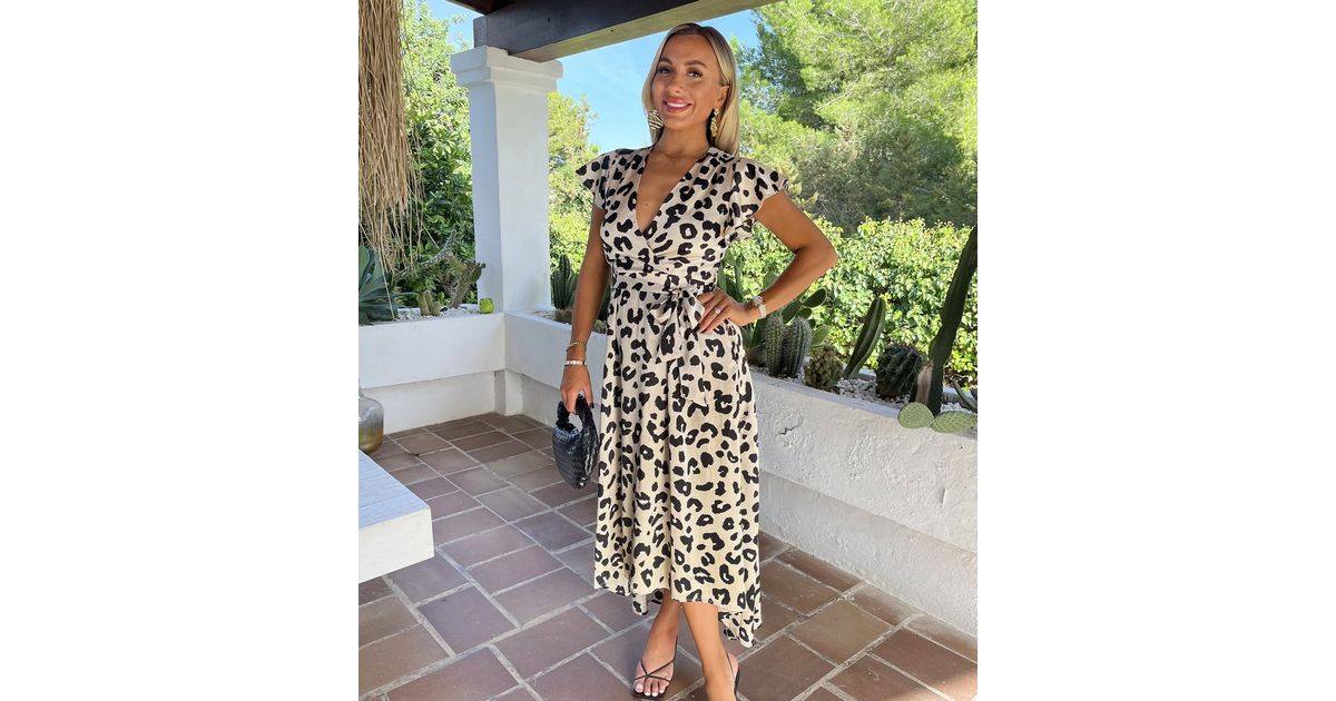 AX Paris Cream Leopard Print Midi Wrap Dress | New Look