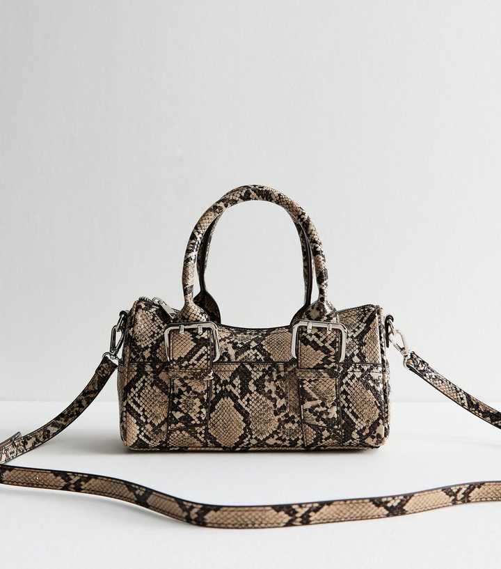Snake Print Faux Leather Bowling Bag | New Look