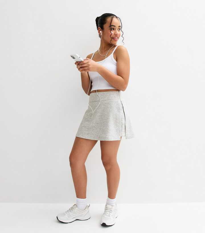 Girls Grey Jersey Wrap Mini Skort | New Look