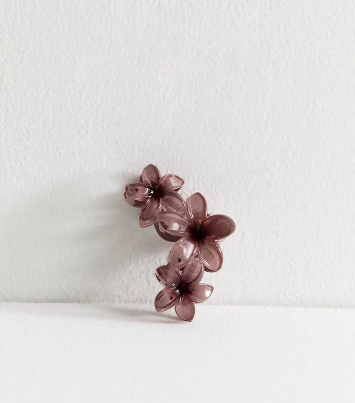 Dark Purple Tropical Flower Cluster Hair Claw Clip | New Look