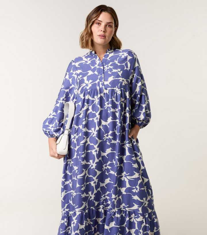 Blue Vanilla Curve Blue Floral Print Maxi Dress | New Look