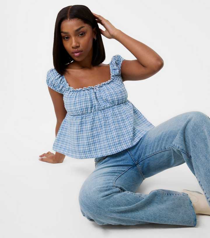 Pink Vanilla Blue Milkmaid Crop Top | New Look