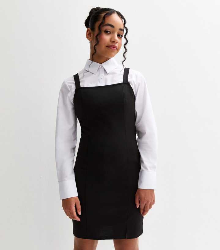 Girls Black Jersey Split Hem School Dress | New Look