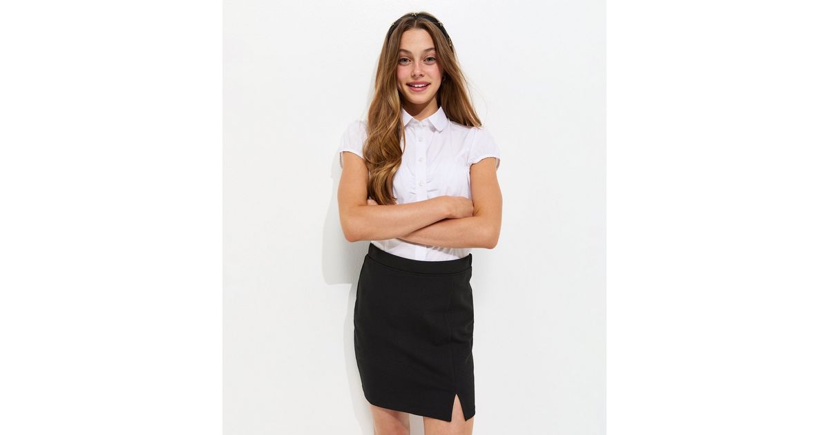 Girls Black Slit Hem School Skort | New Look