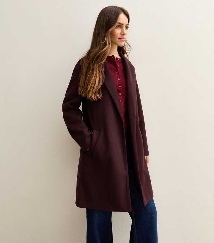 Petite Burgundy Unlined Tailored Coat | New Look