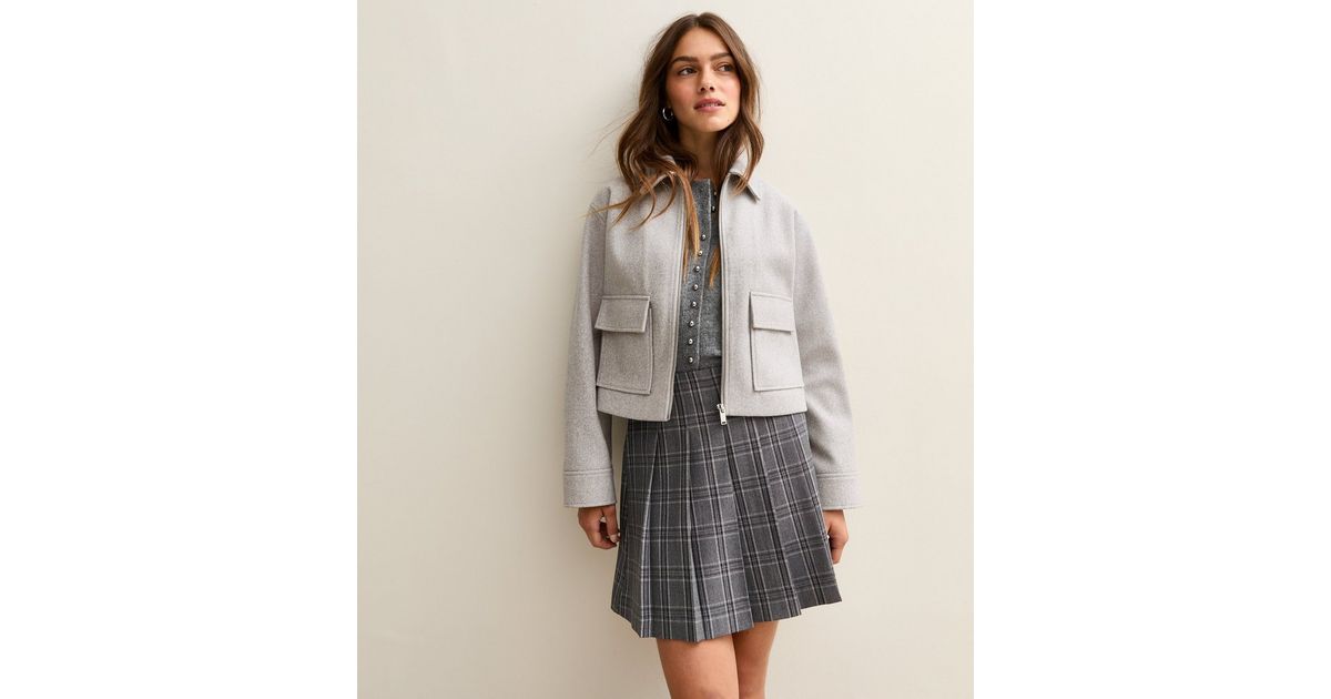 Petite Grey Zip Up Shacket | New Look