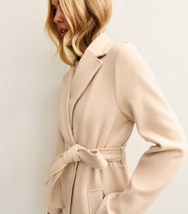 Tall Cream Longline Belted Coat | New Look