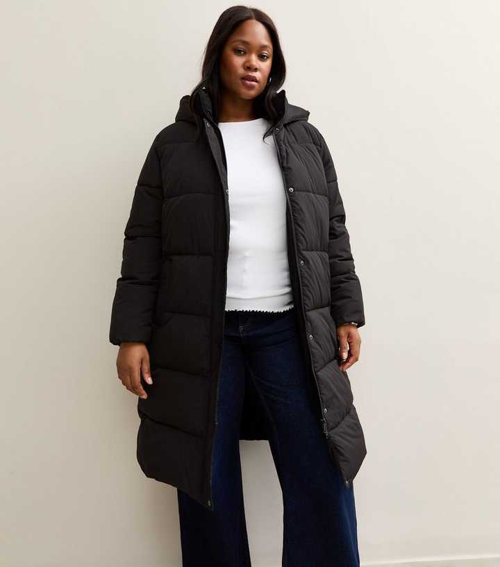 Curves Black Longline Tiered Puffer Jacket | New Look