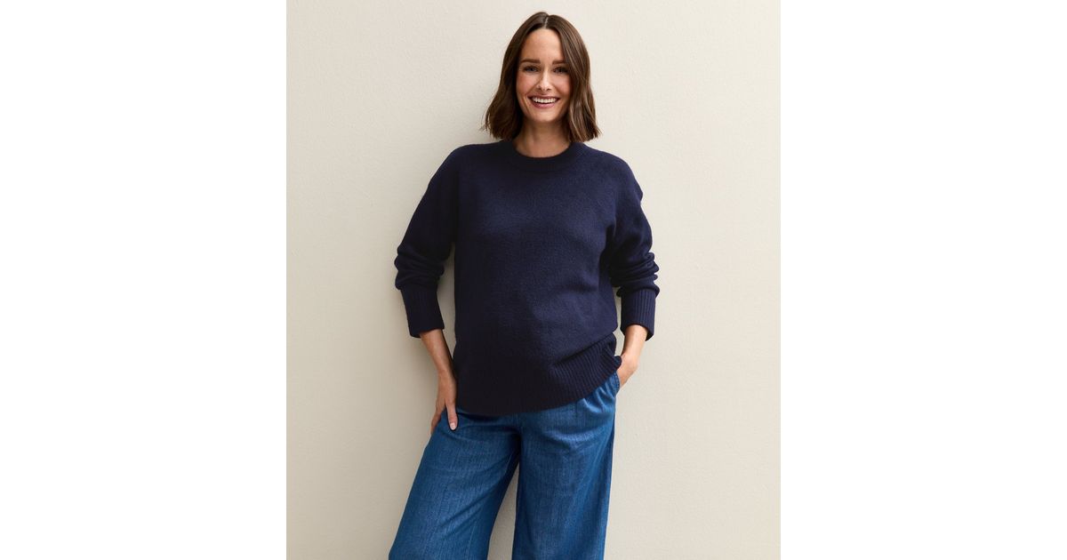 Maternity Navy Crew Neck Jumper | New Look