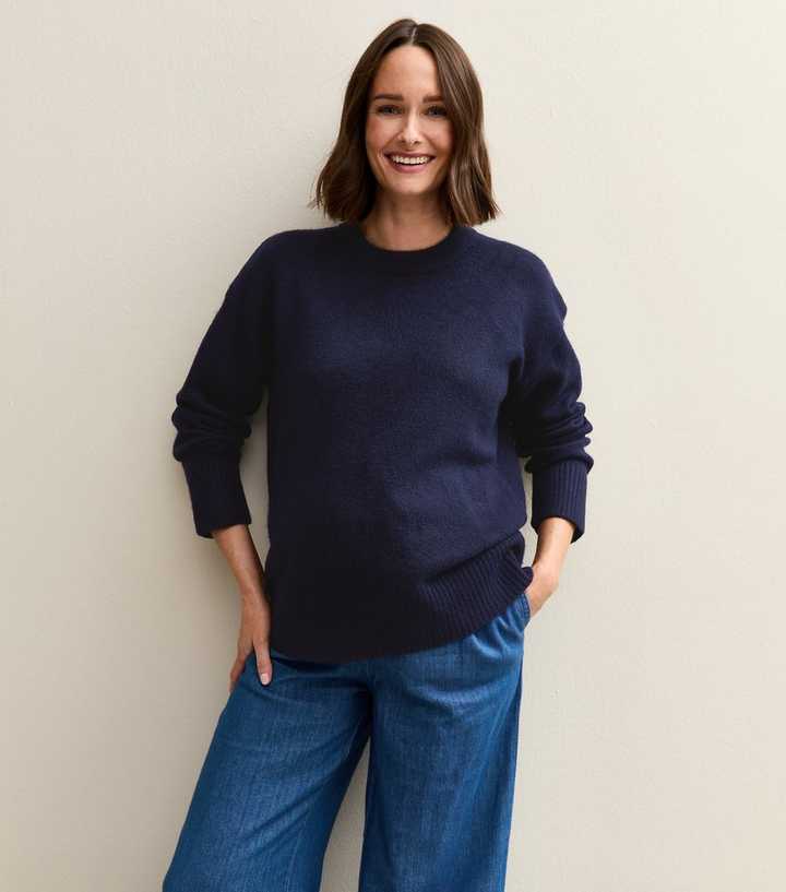 Maternity Navy Crew Neck Jumper | New Look