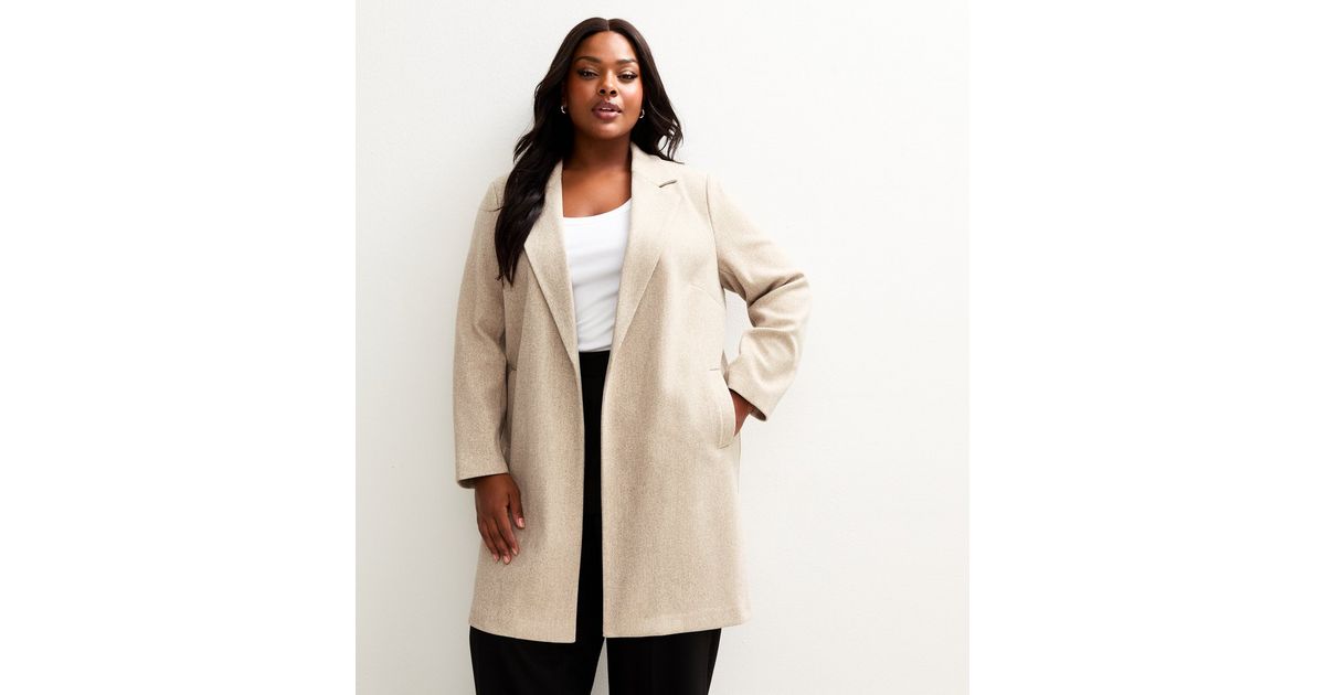 Curves Mink Unlined Open Front Formal Coat | New Look