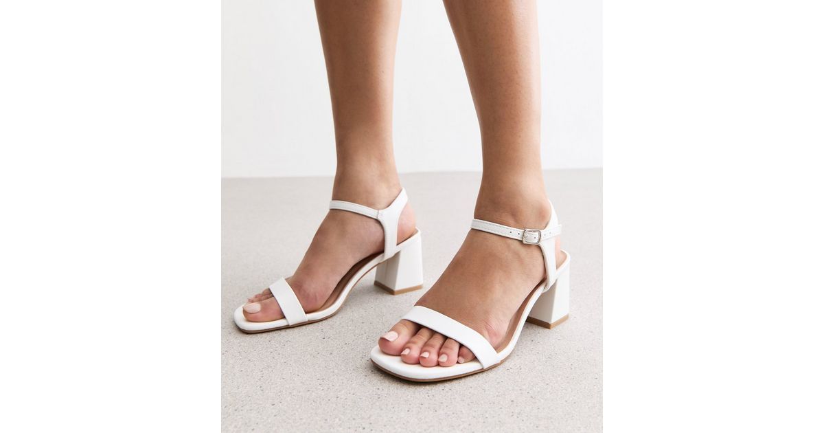 Wide Fit White Block Heel Sandals | New Look