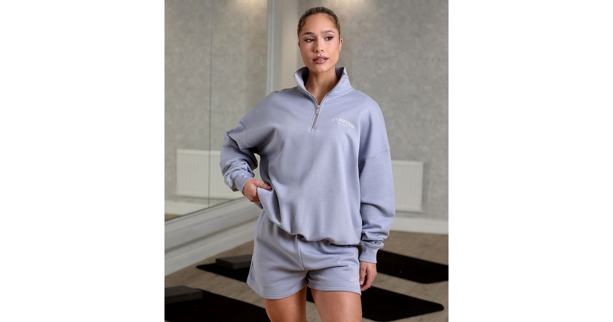 Gym King Blue Compose Quater Zip Sweatshirt | New Look